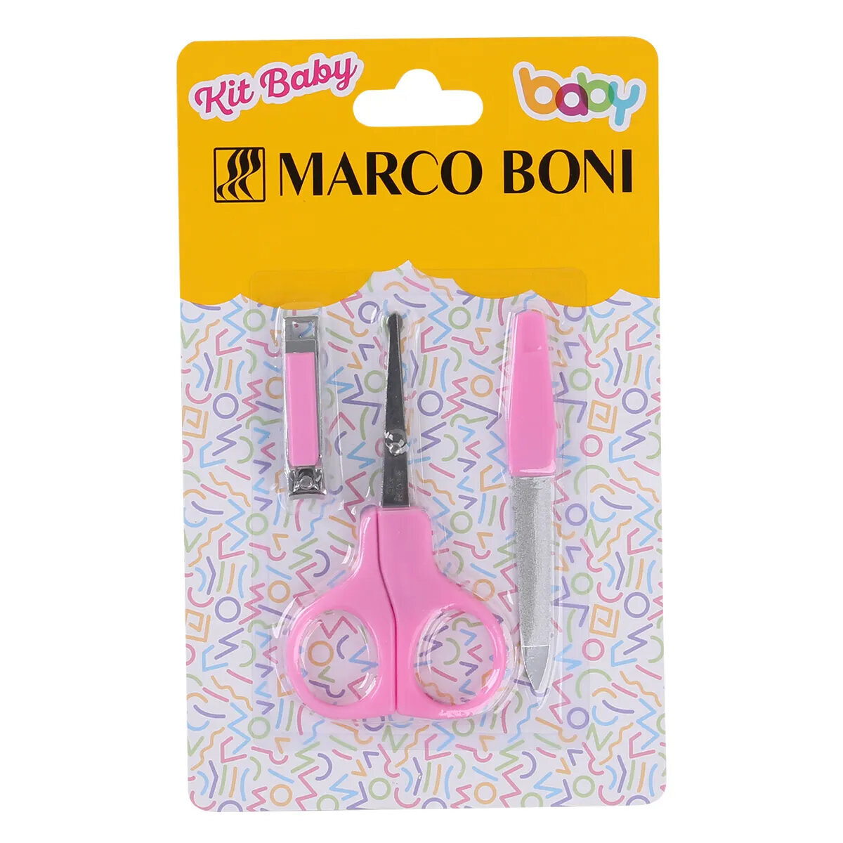 Kit Baby Marco Boni Tesoura + Lixa + Cortador De Unha Rosa