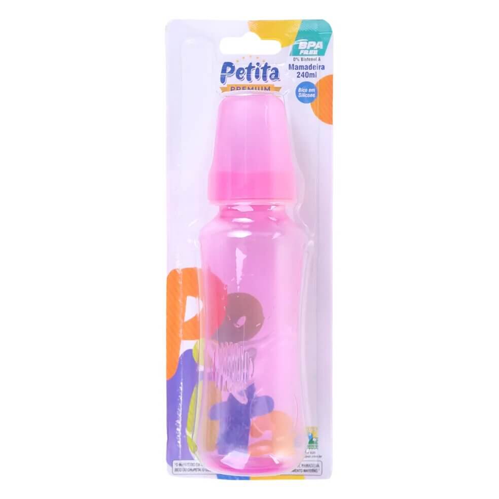 Mamadeira Bebê Petita Color Red 240ML Relevo Rosa