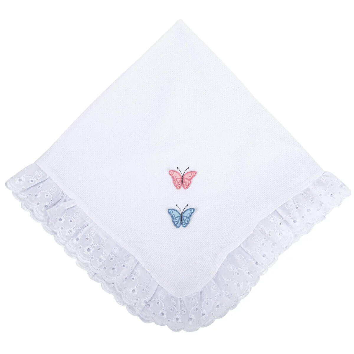 Manta Baby Joy Com Renda Bordado Borboleta