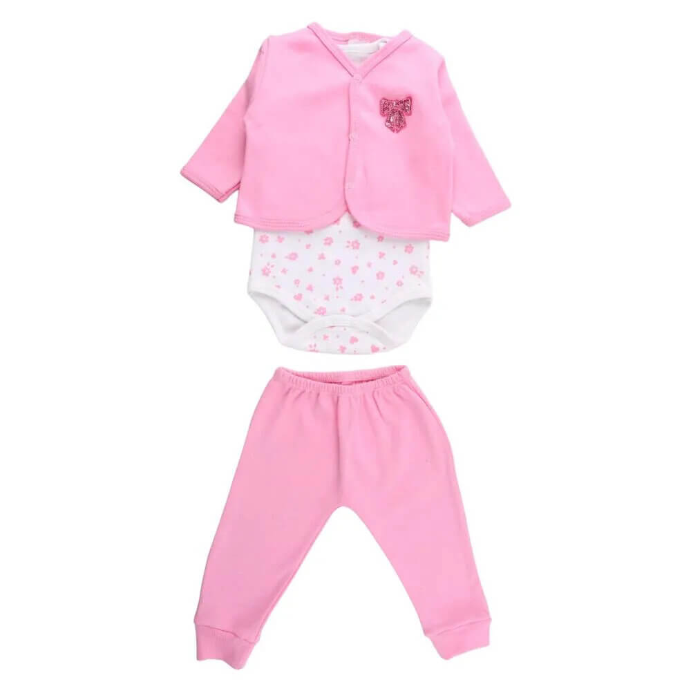 Conjunto Bebê Club Kids Bordado Florzinha - 03 Peças