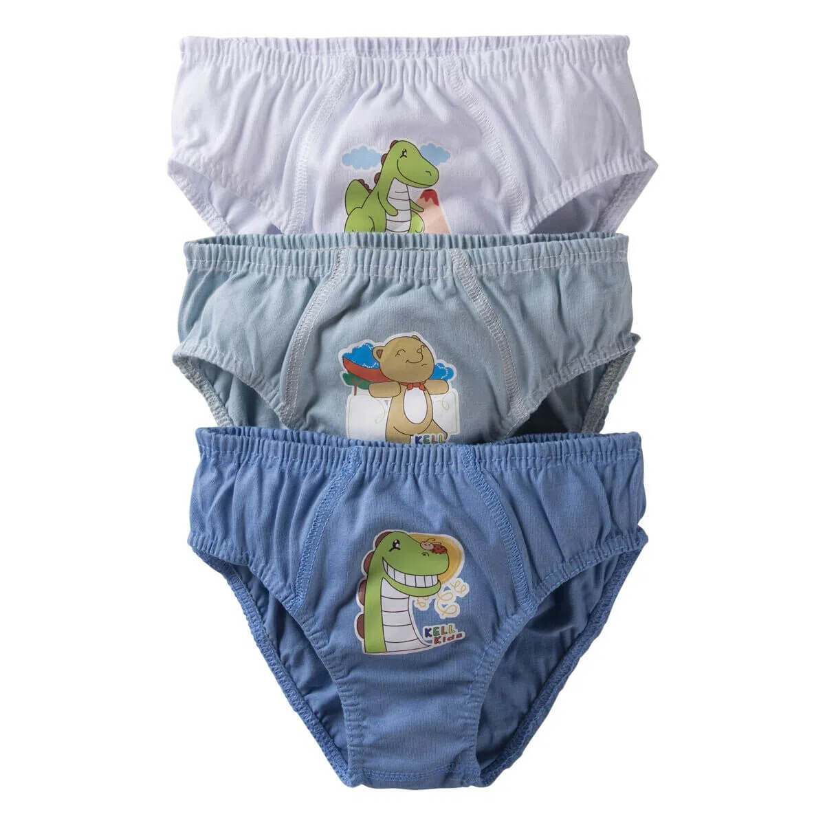 Kit Cueca Infantil Kellynha Com 03 Peças Estampa Sortida