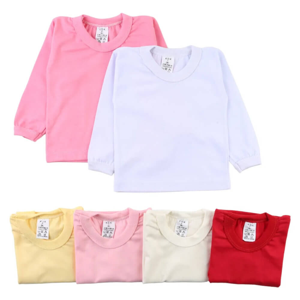 Kit Camiseta Manga Longa Bebê KDK Lisa - 06 Peças