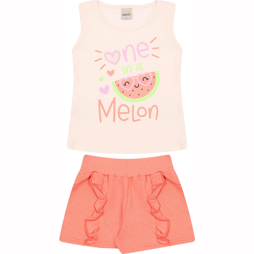 Conjunto Infantil Ralakids Regata Melancia + Shorts Saia