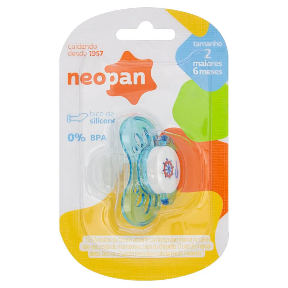 Chupeta Neopan Bico de Silicone Ortodôntica N2 Azul