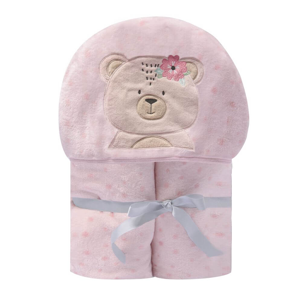 Cobertor Microfibra Bebê Papi Friends Capuz Bordado Ursa Ema 7604
