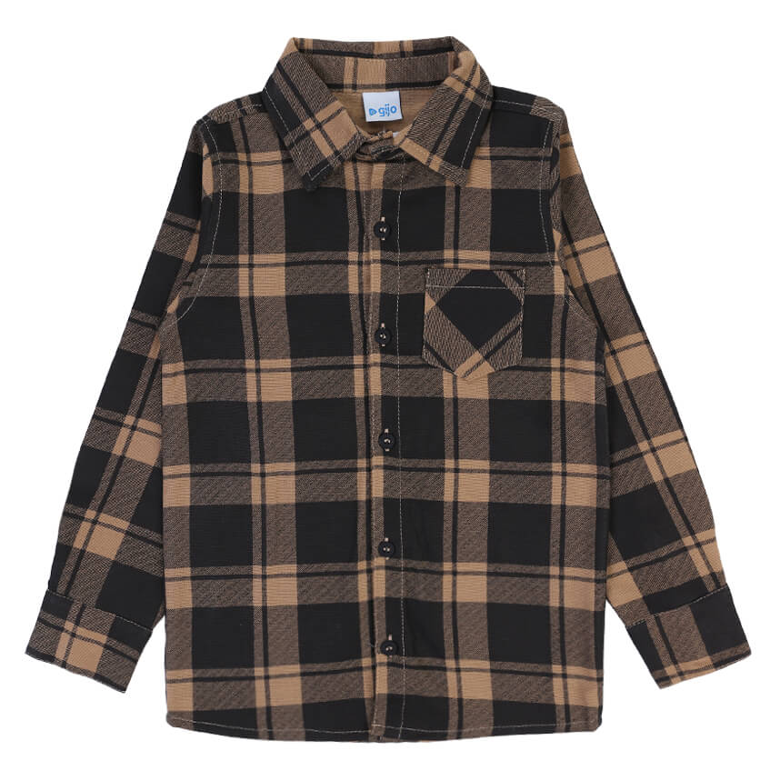 Camisa Xadrez Infantil Gijo Manga Longa E Bolso Frontal