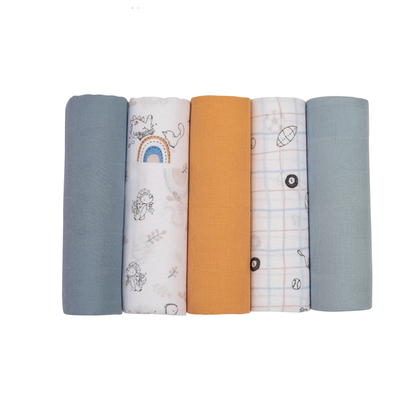 Kit Fraldas Papi Soft Estampa Dino Com Bainha - 05 Peças