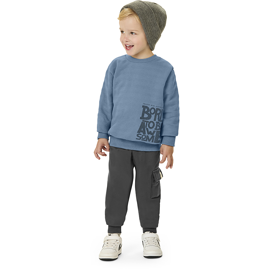Conjunto Infantil Angerô Linen Felpado Born To Be Awsome