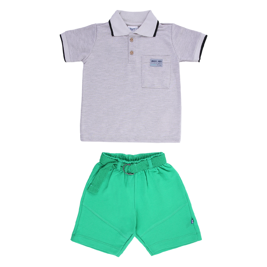 Conjunto Infantil Angerô Polo Malha Vicenza Com Cinto