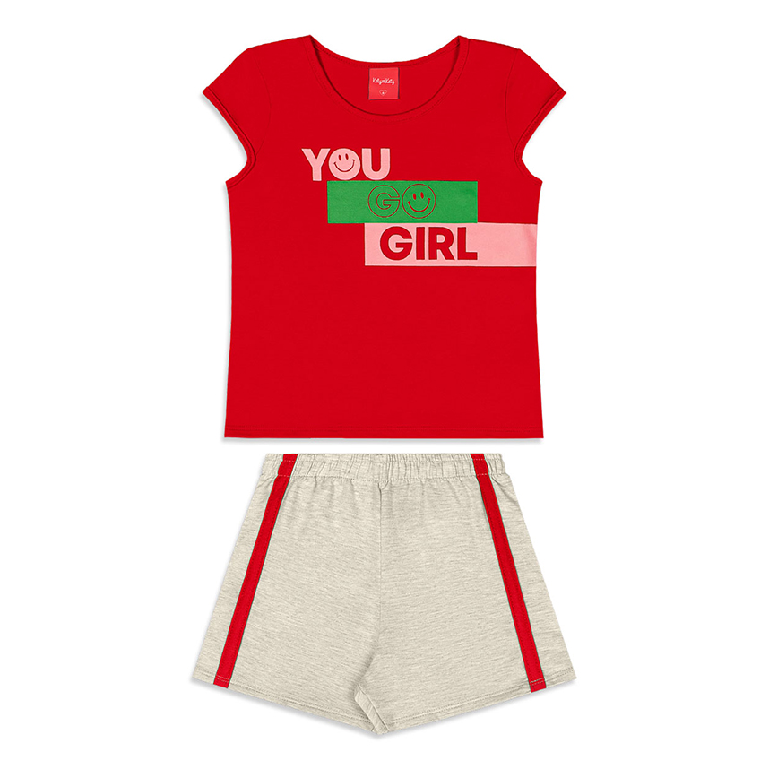 Conjunto Juvenil Kely Kety Blusa Estampa E Short Moletinho
