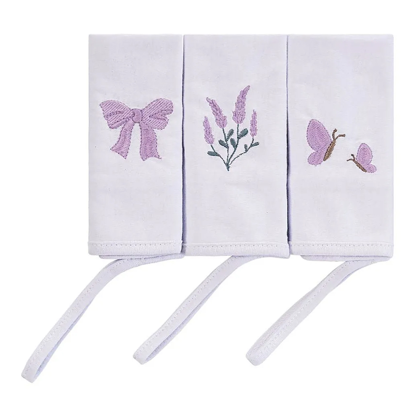 Kit Toalha De Boca Baby Joy Bordado Lavanda 03 Peças