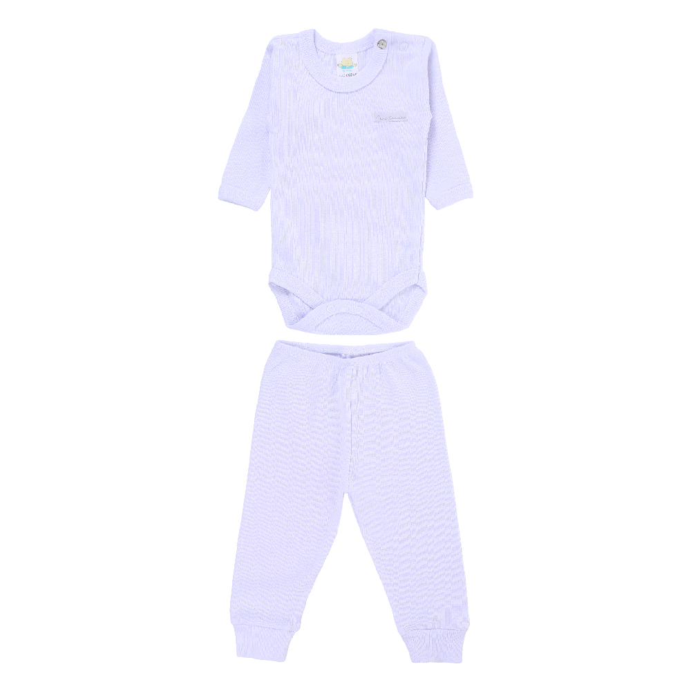 Conjunto Puro Carinho Canelado Body Manga Longa + Mijão Básico